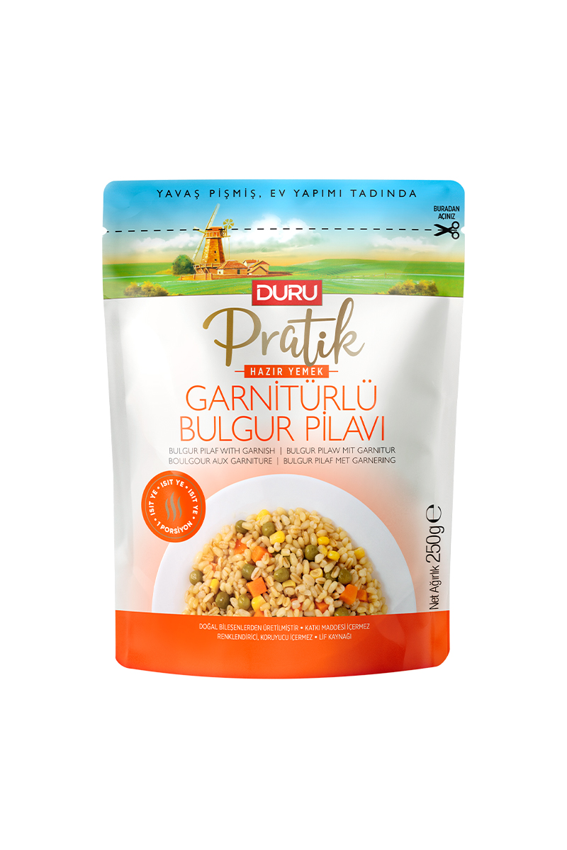 Duru Pratik Garnitürlü Bulgur Pilavı 250 g | Hazır Yemek | Duru Bulgur Duru Pratik Garnitürlü Bulgur Pilavı 250 g | Hazır Yemek | Duru Bulgur